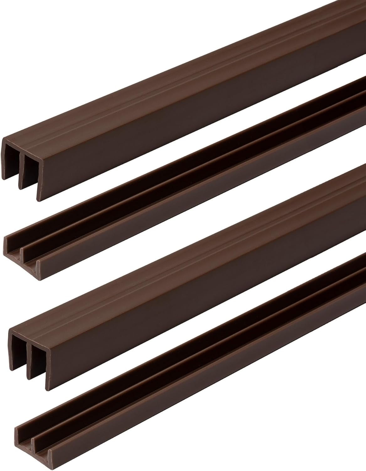 2 Pack Brown Plastic Sliding Door Track Set for 1/4" Thick Panels ...