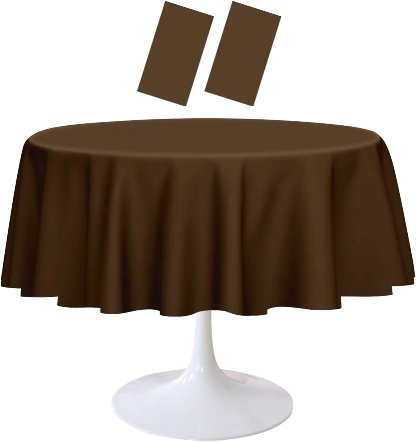 2 Pack Brown Round Tablecloth 84 x 84 Inch Circle Plastic Table Cover ...