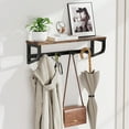 2-Pack Brown Wooden Wall Mount Coat Rack - 4 Metal Hooks Wall Shelf ...