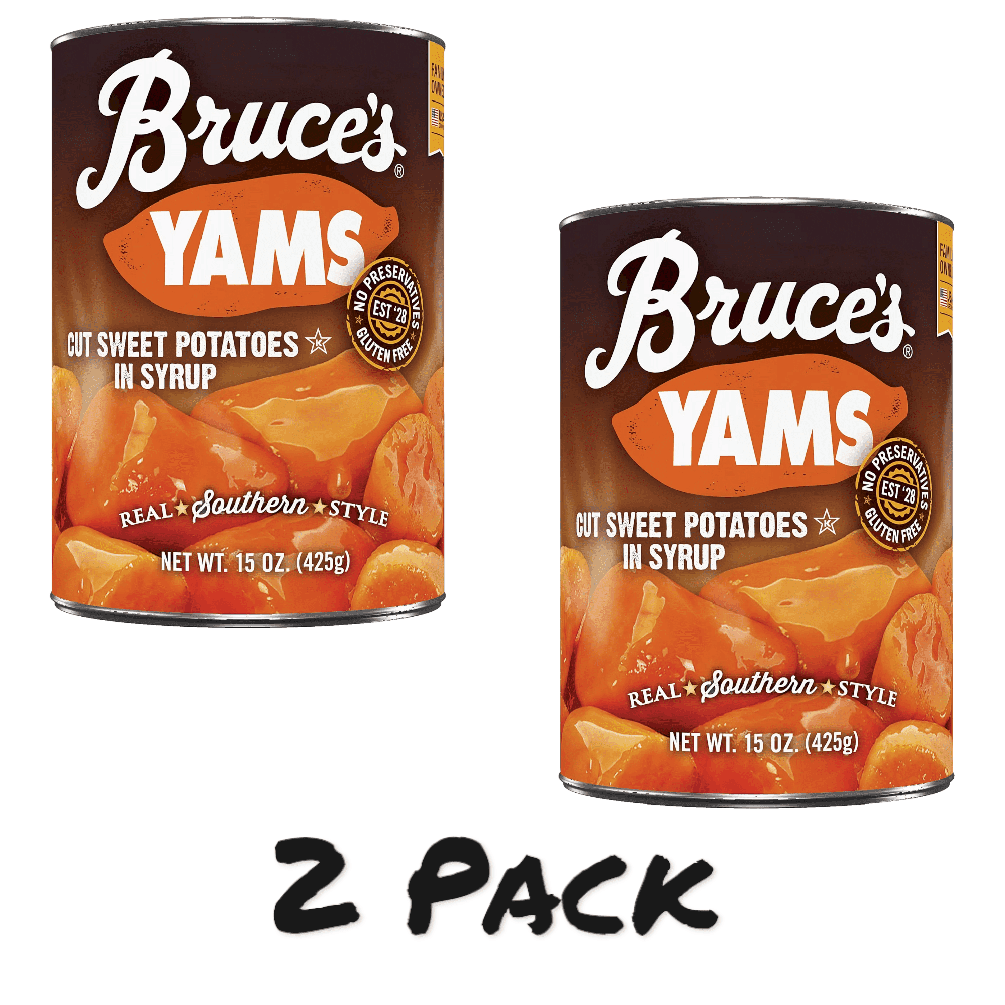 Bruce's Yams Cut Sweet Potatoes in Syrup, 2 Pack, 15 oz Cans ...