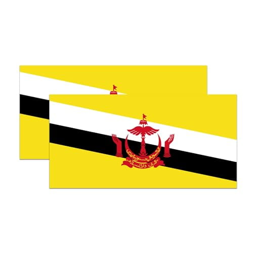 (2 Pack) Brunei World Flag Stickers - Brunei Pride - 5 Inches On ...