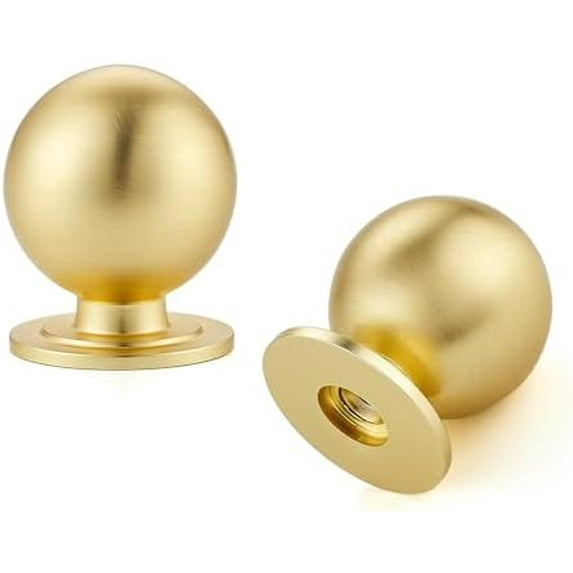 2 Pack Brushed Brass Cabinet Knobs, Round Dresser Knobs, Ball Kitchen ...