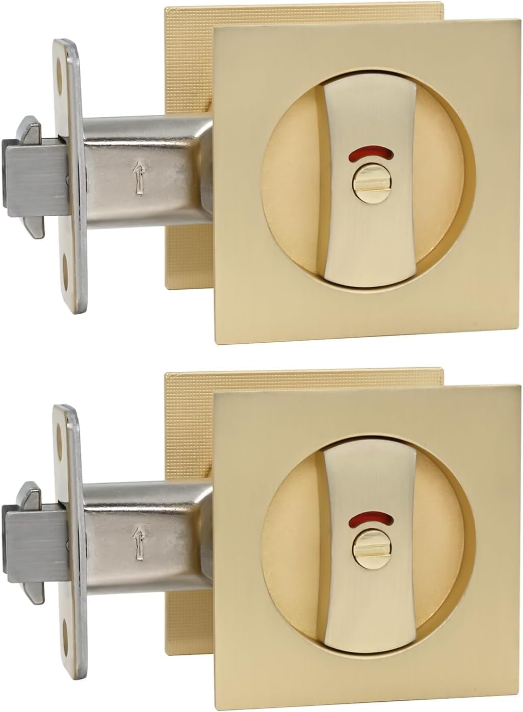 2 Pack Brushed Gold Pocket Door Lock Hardware with Color Coded ...