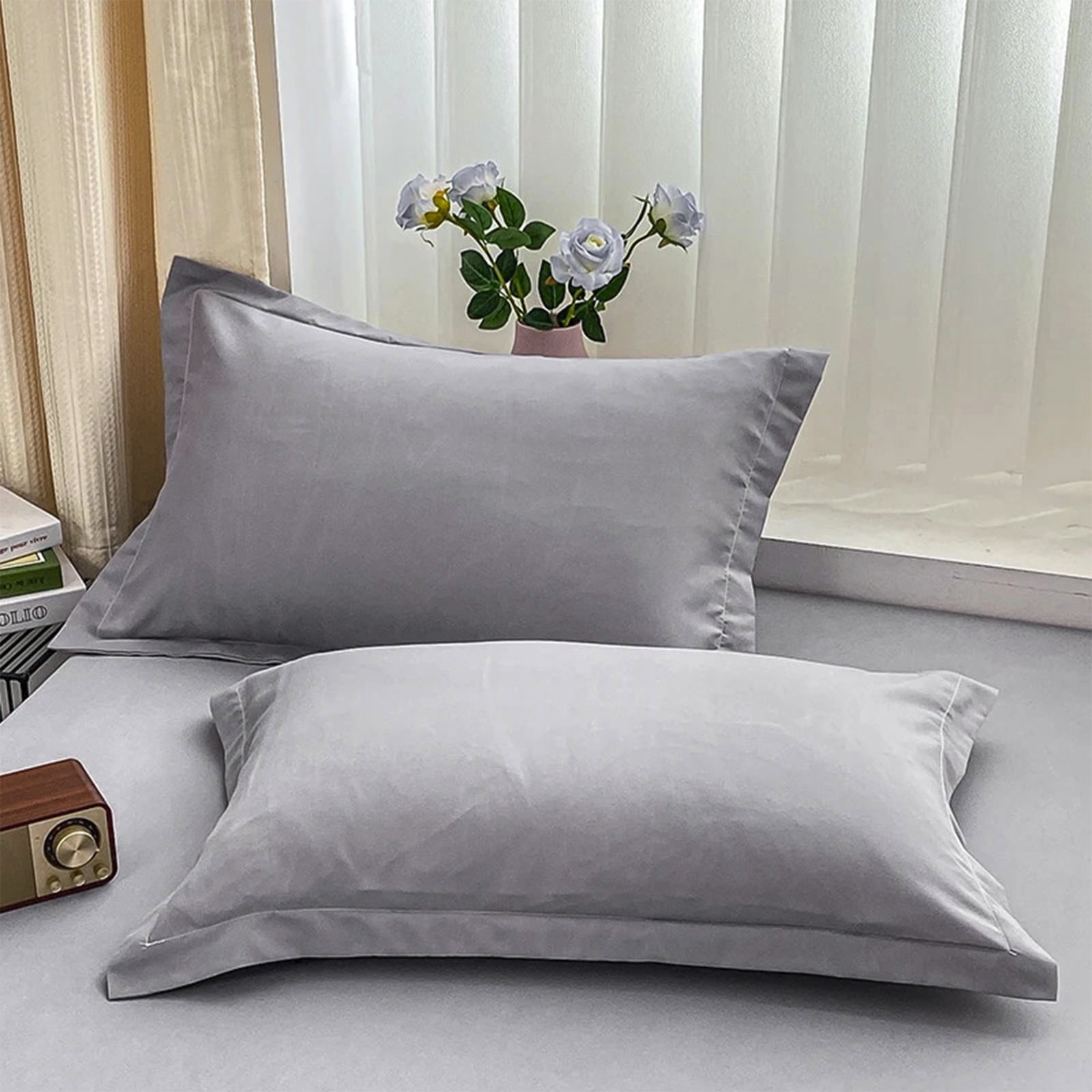 2-Pack Brushed Microfiber Standard Pillowcases | Non-Slip Moisture ...