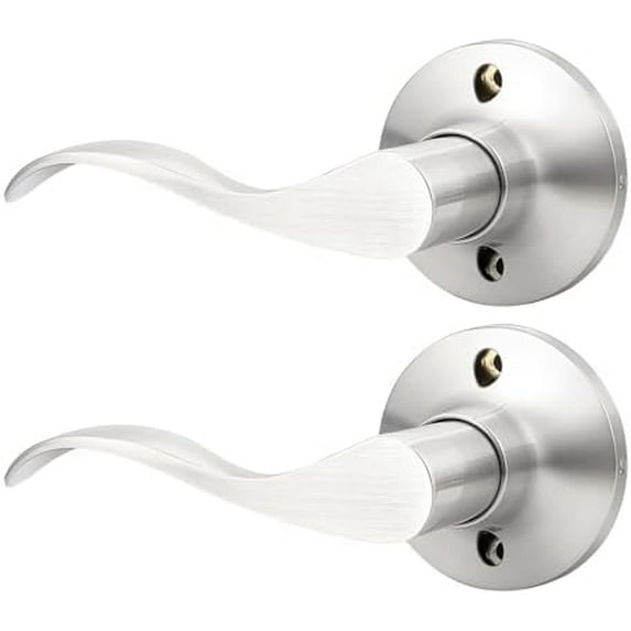2 Pack Brushed Nickel Single Dummy Door Handles Wave Left-Handed Door ...