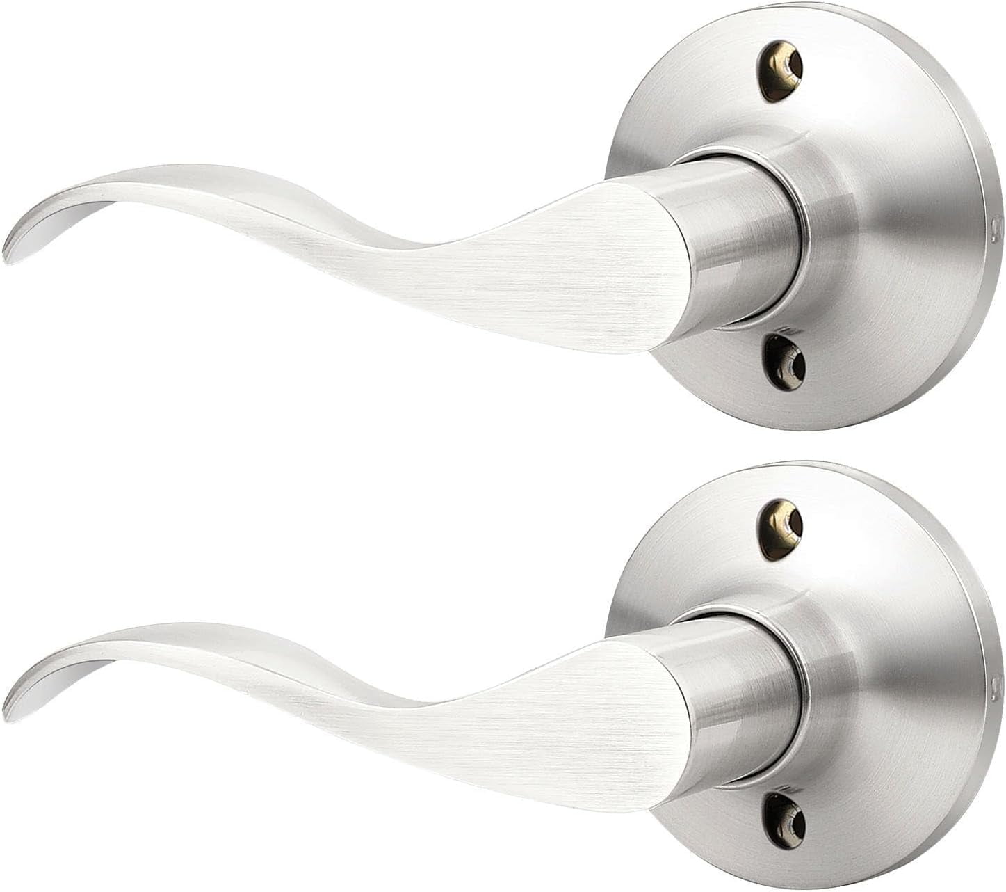 2 Pack Brushed Nickel Single Dummy Door Handles Wave Left-Handed Door ...