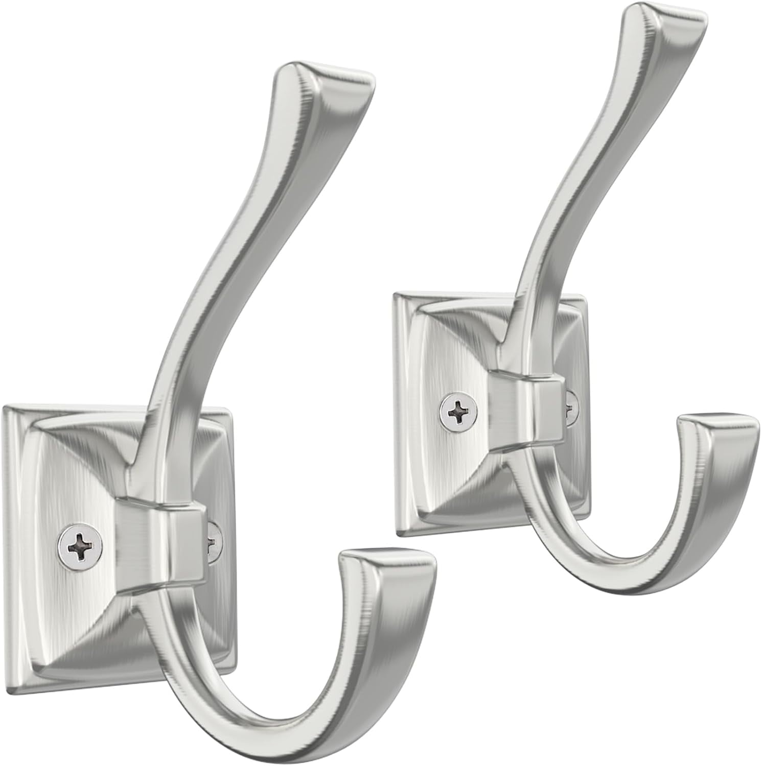 2 Pack Brushed Nickel Towel Robe Hooks, Coat Hooks for Wall Hanging Hat ...