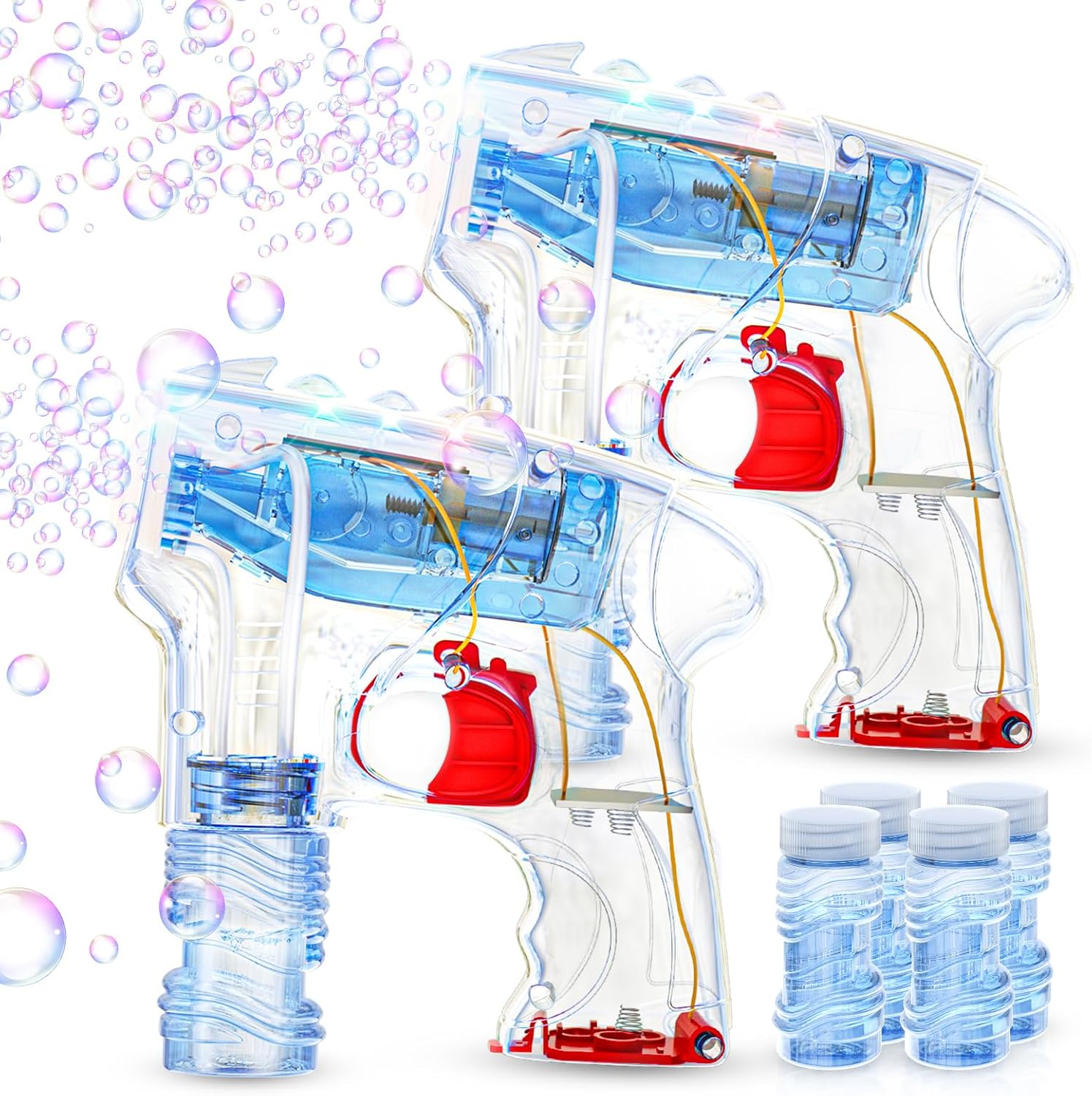 2 Pack Bubble Gun with 4 Refill Solution and 3 Colorful LED Light ...