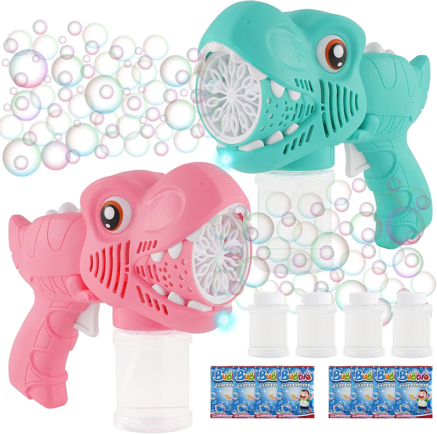 2 Pack Bubble Gun Machine for Kids, Bubble Gun with Bubble Solutions ...