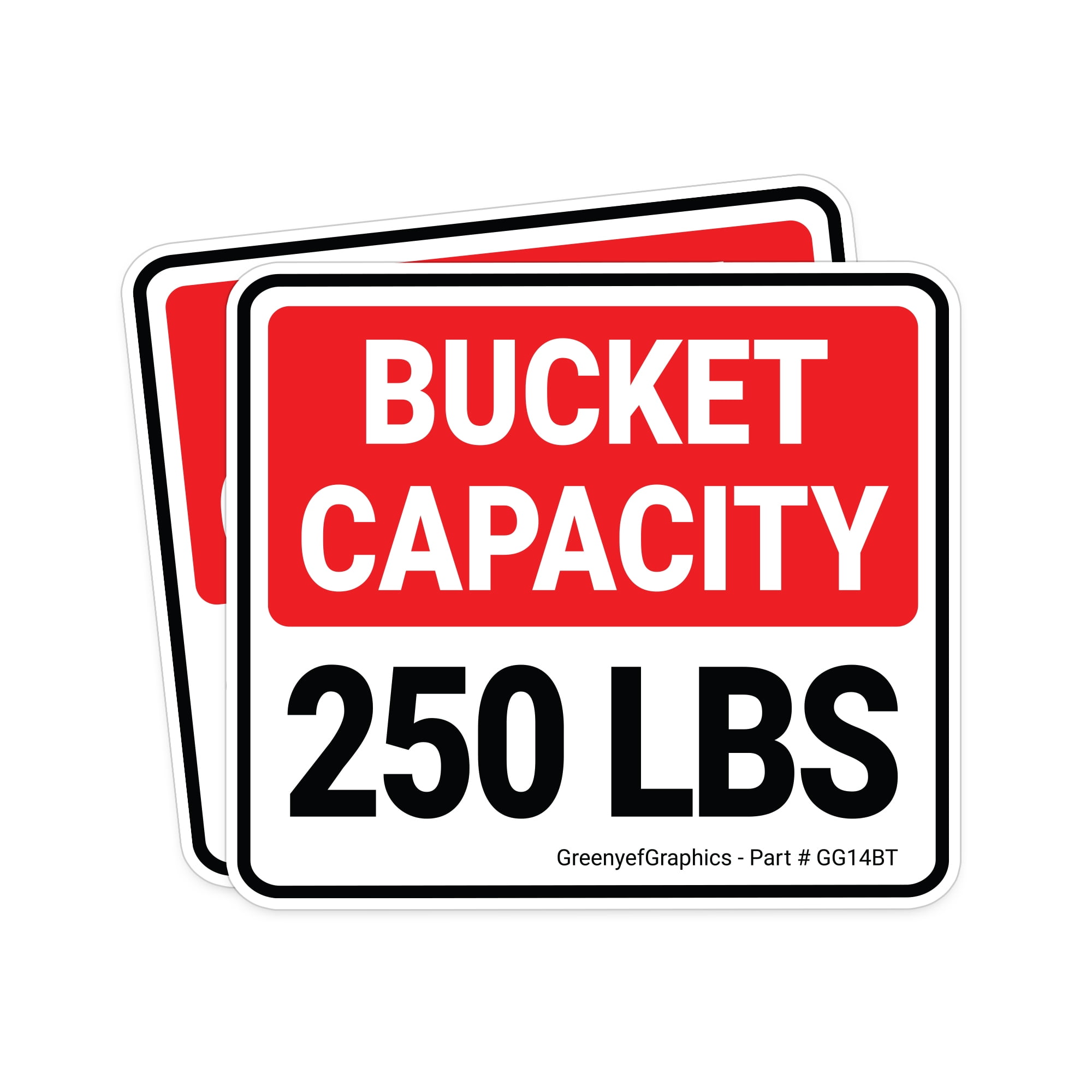 (2 Pack) Bucket Capacity Sticker 250 lbs (113 kg) (Size: 4" x 3.5 ...
