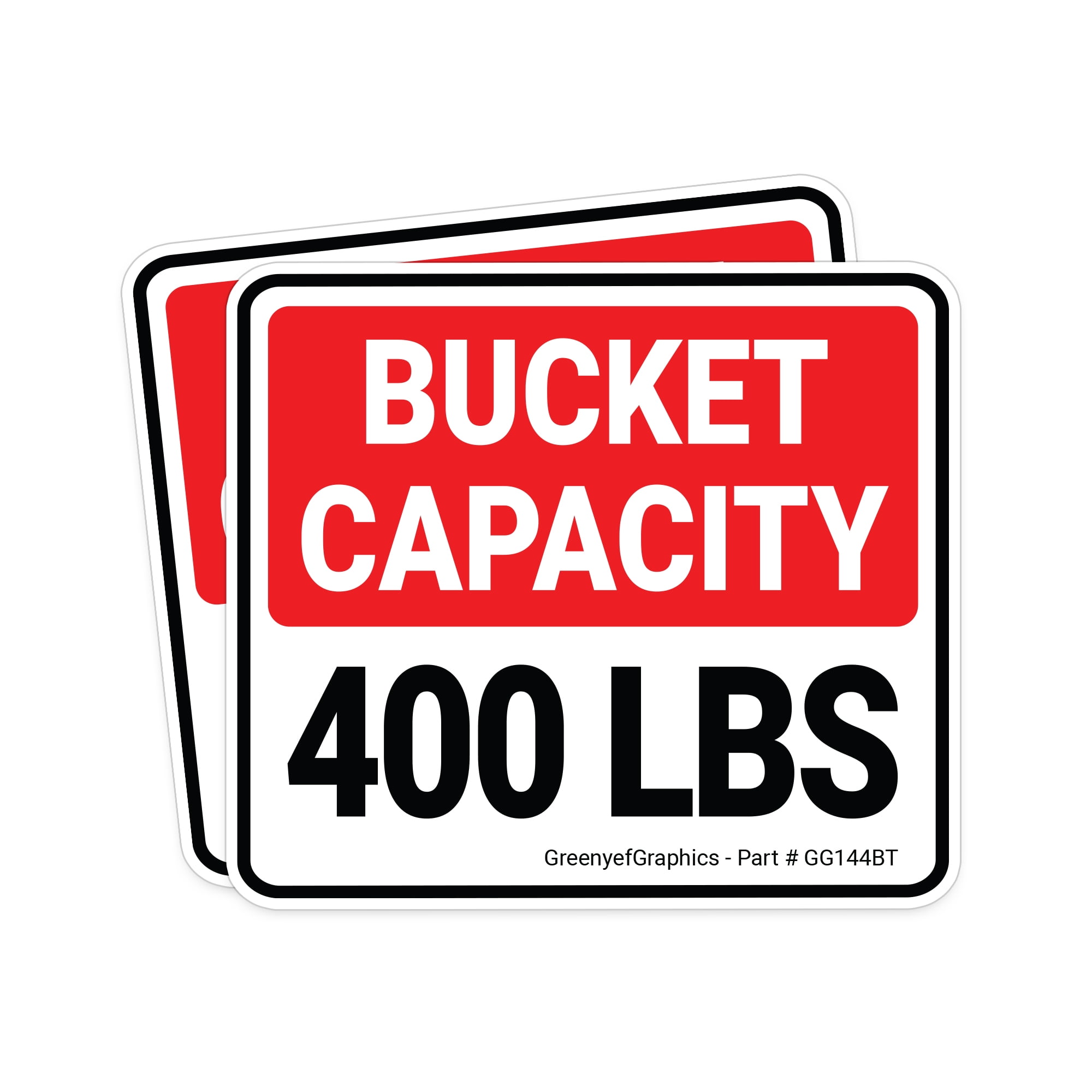 (2 Pack) Bucket Capacity Sticker 400 lbs (181 kg) (Size: 4" x 3.5 ...