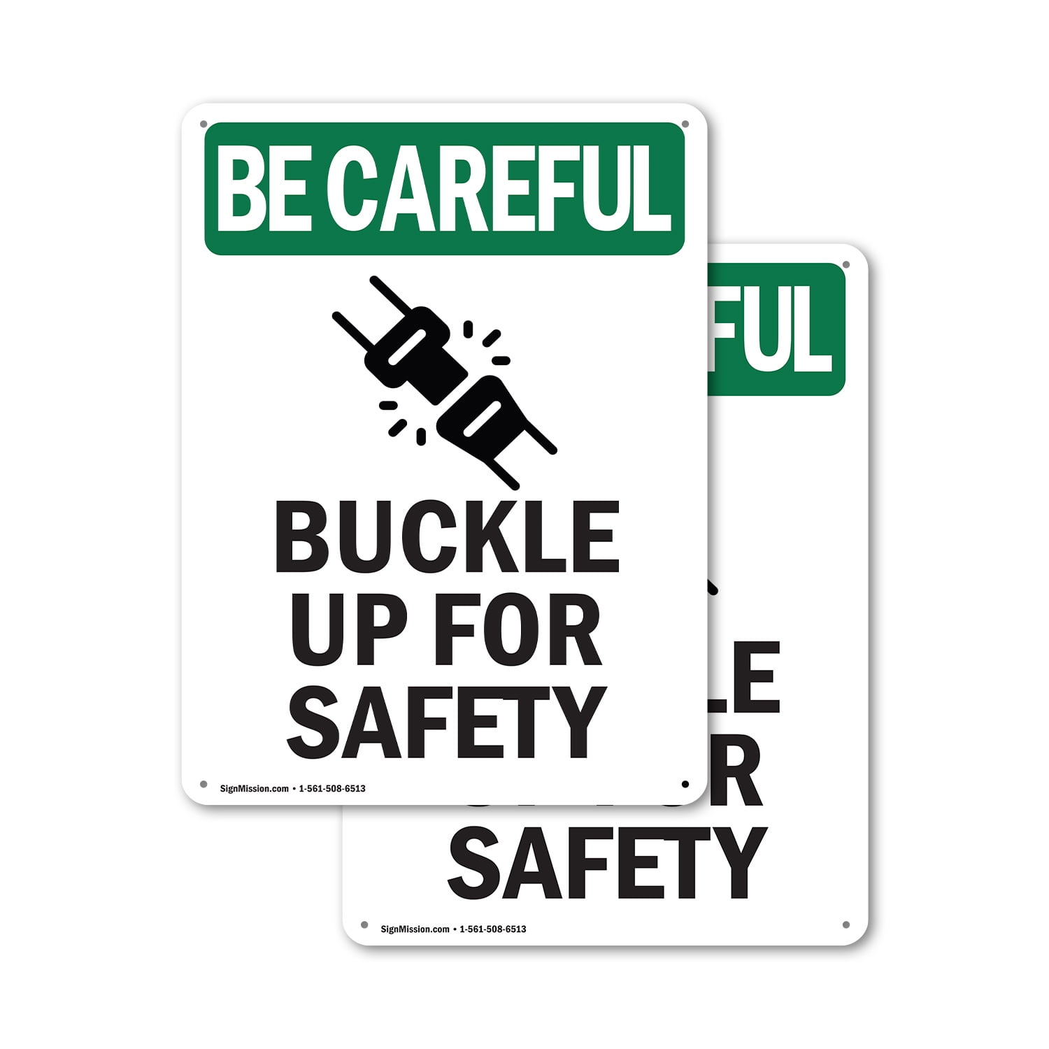 (2 Pack) Buckle Up For Safety With Symbol OSHA Be Careful Sign 10 Inch ...