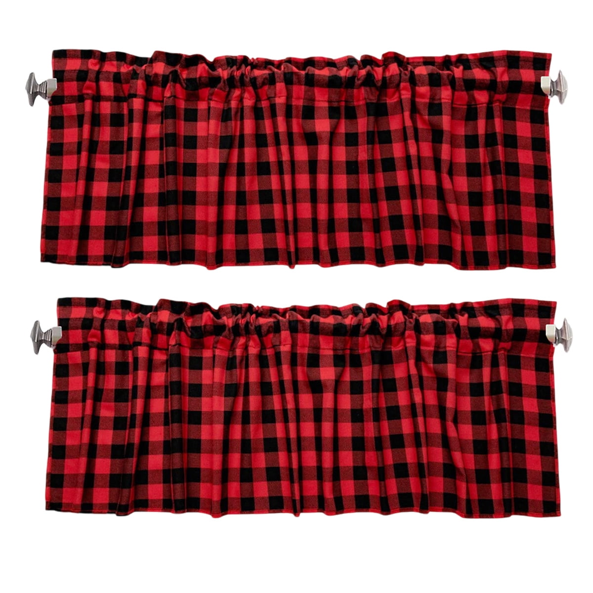 2 Pack Buffalo Check Plaid Window Valances White and Black Farmhouse ...