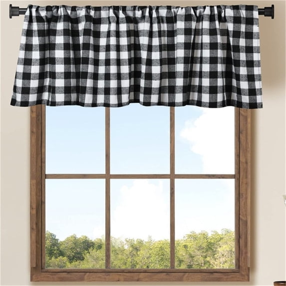 2 Pack Buffalo Check Plaid Window Valances White and Black Farmhouse ...