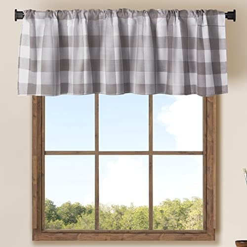 2 Pack Buffalo Check Plaid Window Valances White and Grey Farmhouse ...