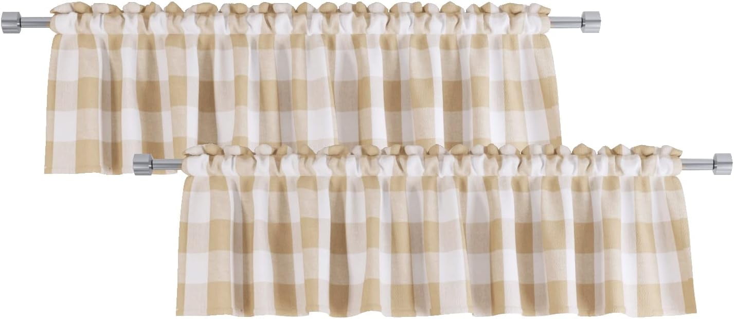 2 Pack Buffalo Check Valances Gingham Plaid Window Treatment Living ...