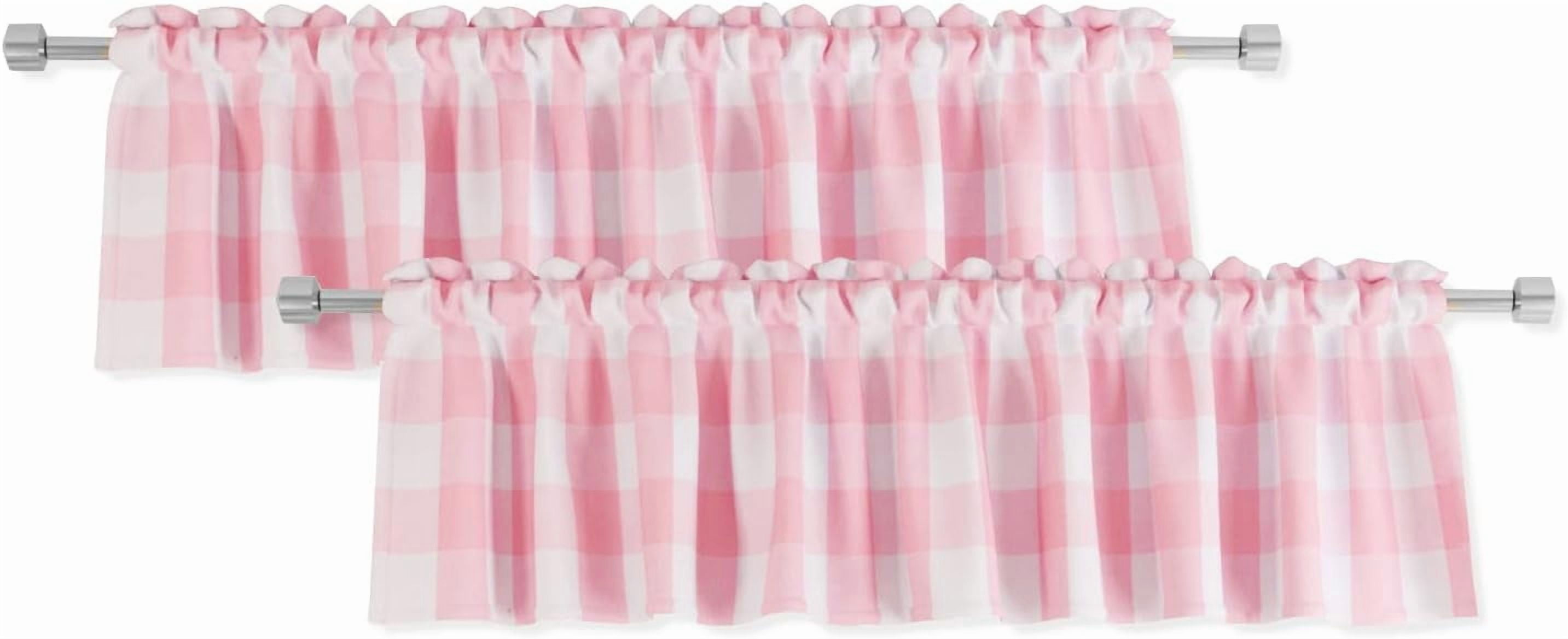 2 Pack Buffalo Check Valances for Windows Living Room 18 inches Long ...