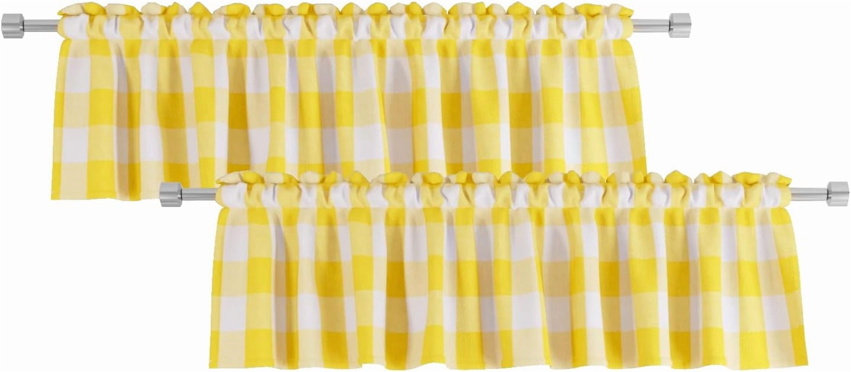 2 Pack Buffalo Check Valances for Windows Living Room 18 inches Long ...