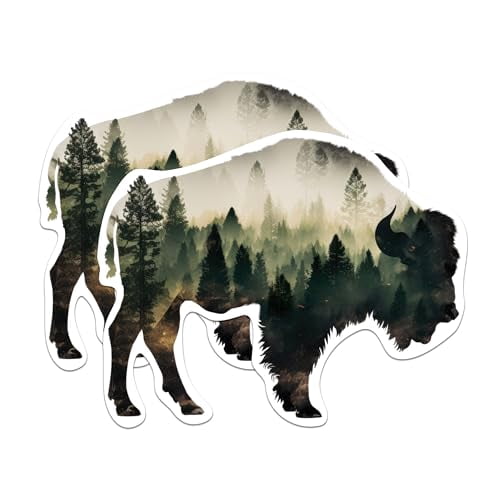 (2 Pack) Buffalo with Forest Nature Overlay - Cool Nature Sticker - 5 ...