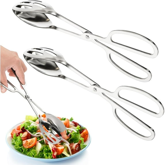 2 Pack Buffet Tongs Salad Tong, 10 Inch Stainless Steel Food Serving ...