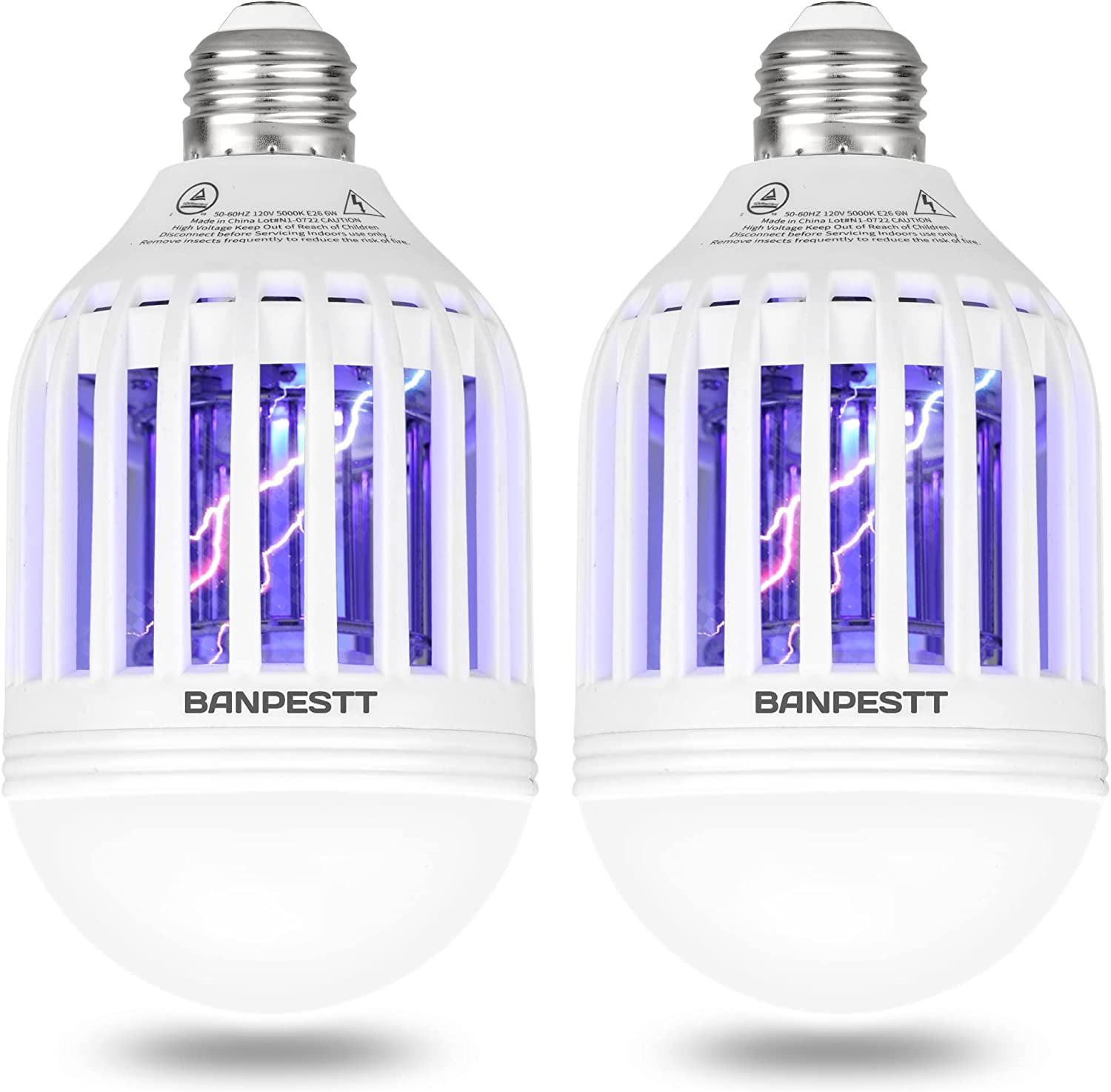 [2-Pack] Bug Zapper Light Bulb 2-in-1 Indoor Mosquito Zapper Gnat Trap ...