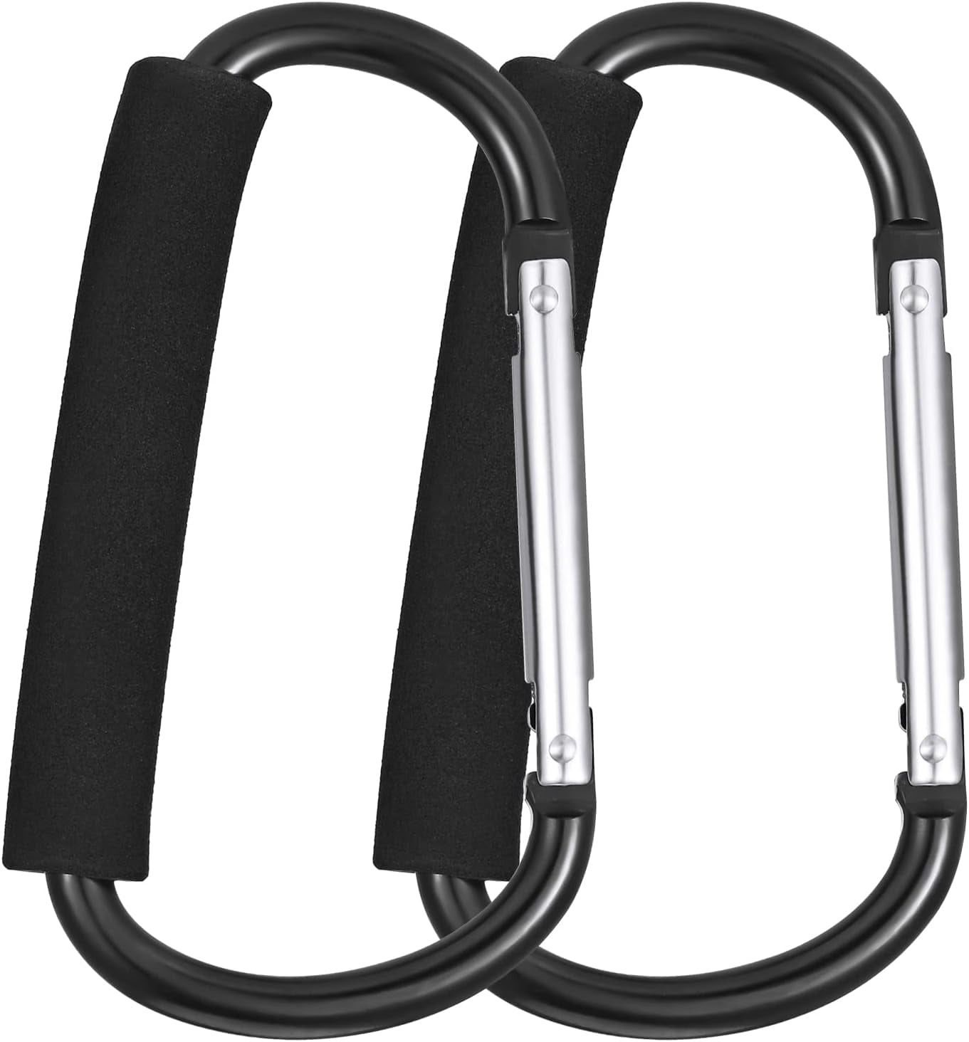 2 Pack Buggy Clips Pram Hooks Stroller Carabiner,6.3” Black Pushchair ...