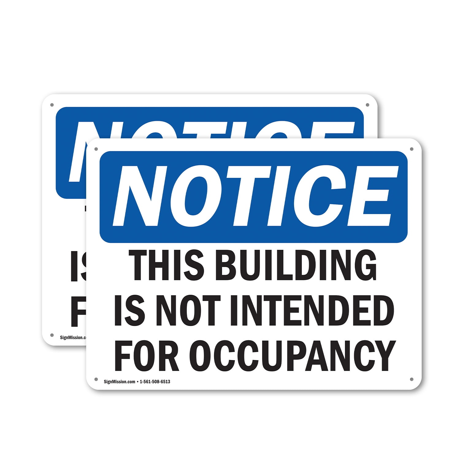 (2 Pack) This Building Is Not Intended For Occupancy OSHA Notice Sign ...