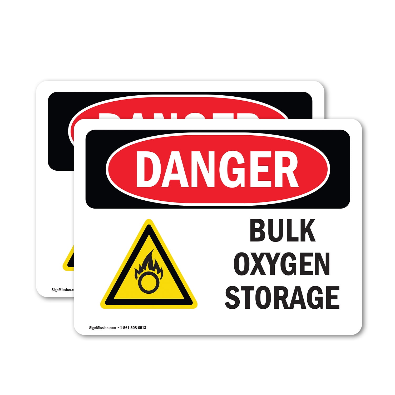 (2 Pack) Bulk Oxygen Storage OSHA Danger Sign 24 Inch X 18 Inch Vinyl ...