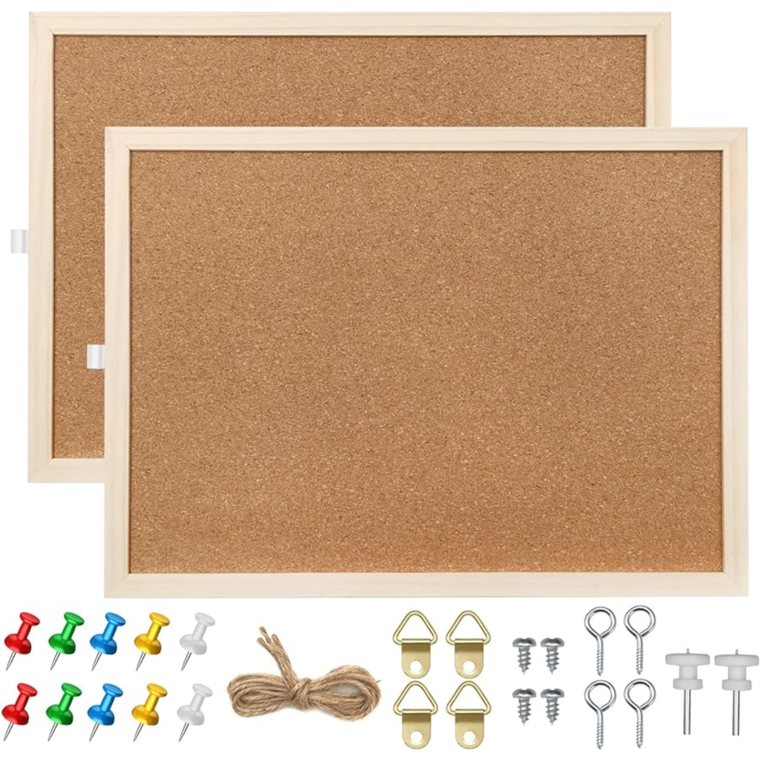 2-Pack Bulletin Board for Wall,15.75x11.81 inch Hanging Pin Wood Framed ...
