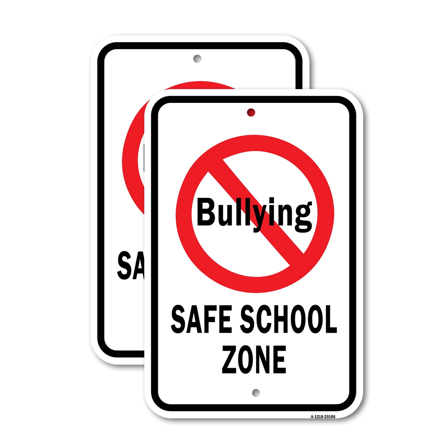 (2 Pack) No Bullying Safe School Zone | 12" X 18" Heavy-Gauge Aluminum ...