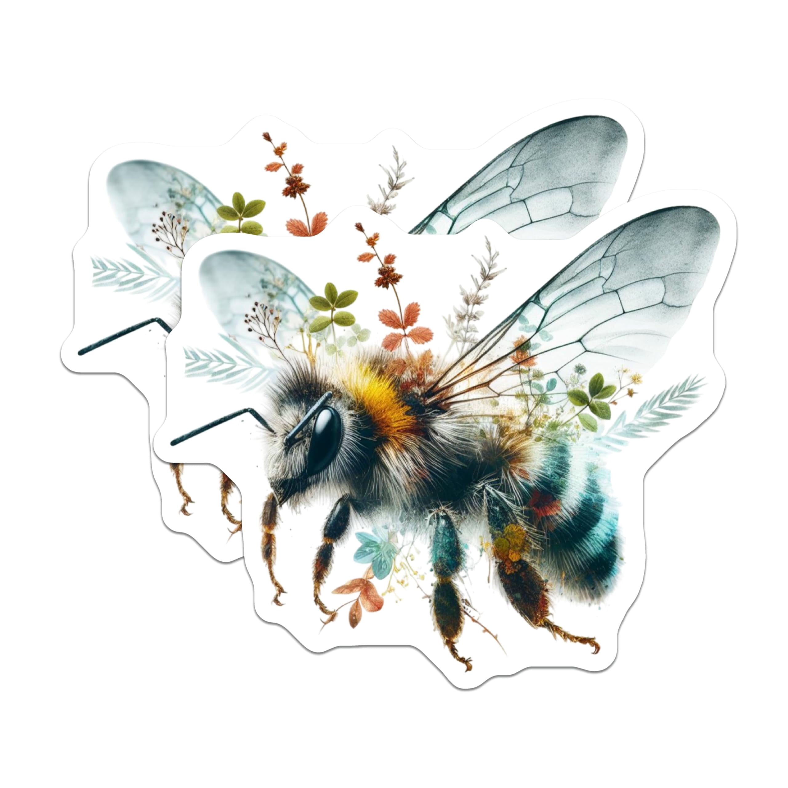 (2 Pack) Bumble Bee Stickers - Floral Bee Art - Nature Insect Sticker ...