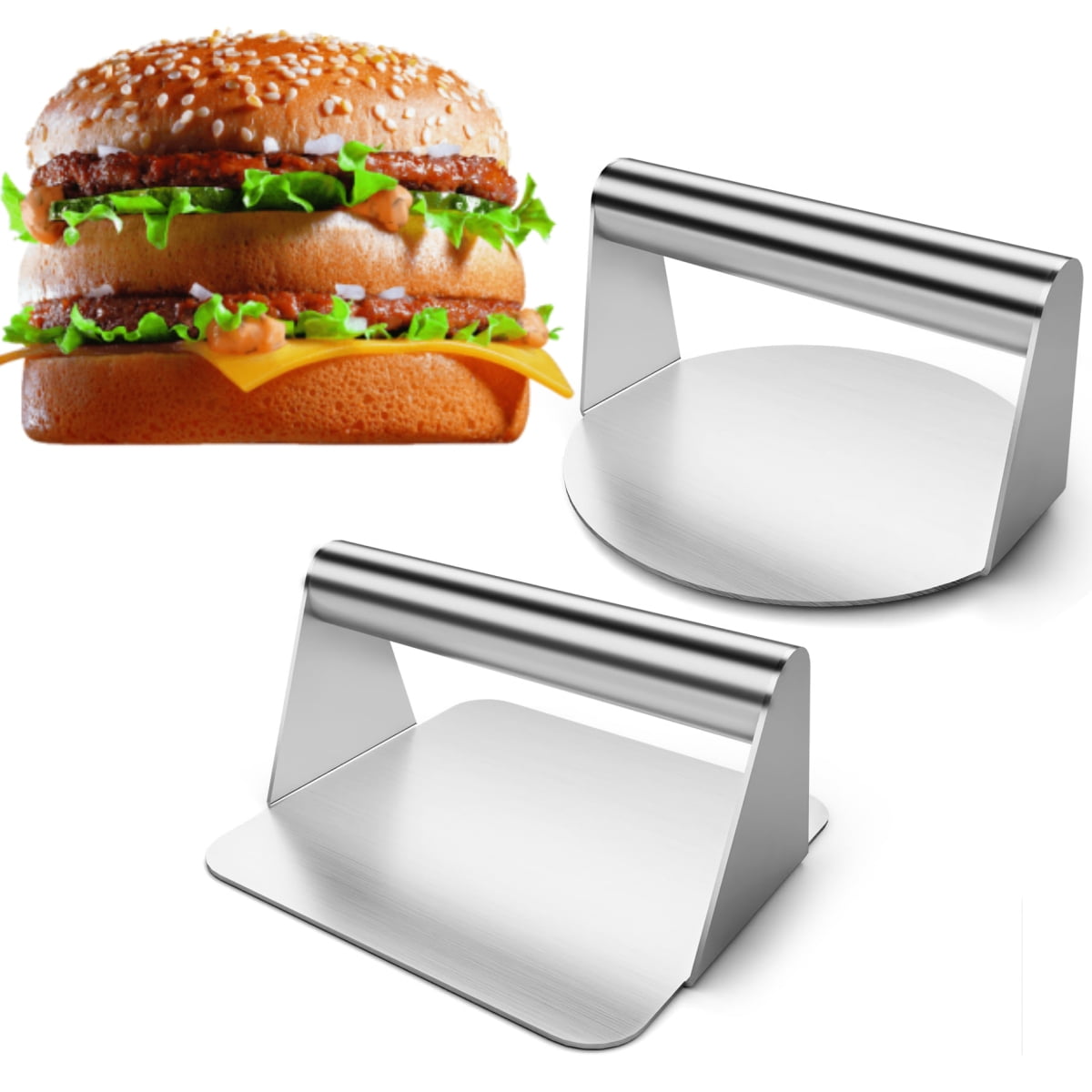 2 Pack Burger Press, Stainless Steel Hamburger Press, 5.5" Round ...