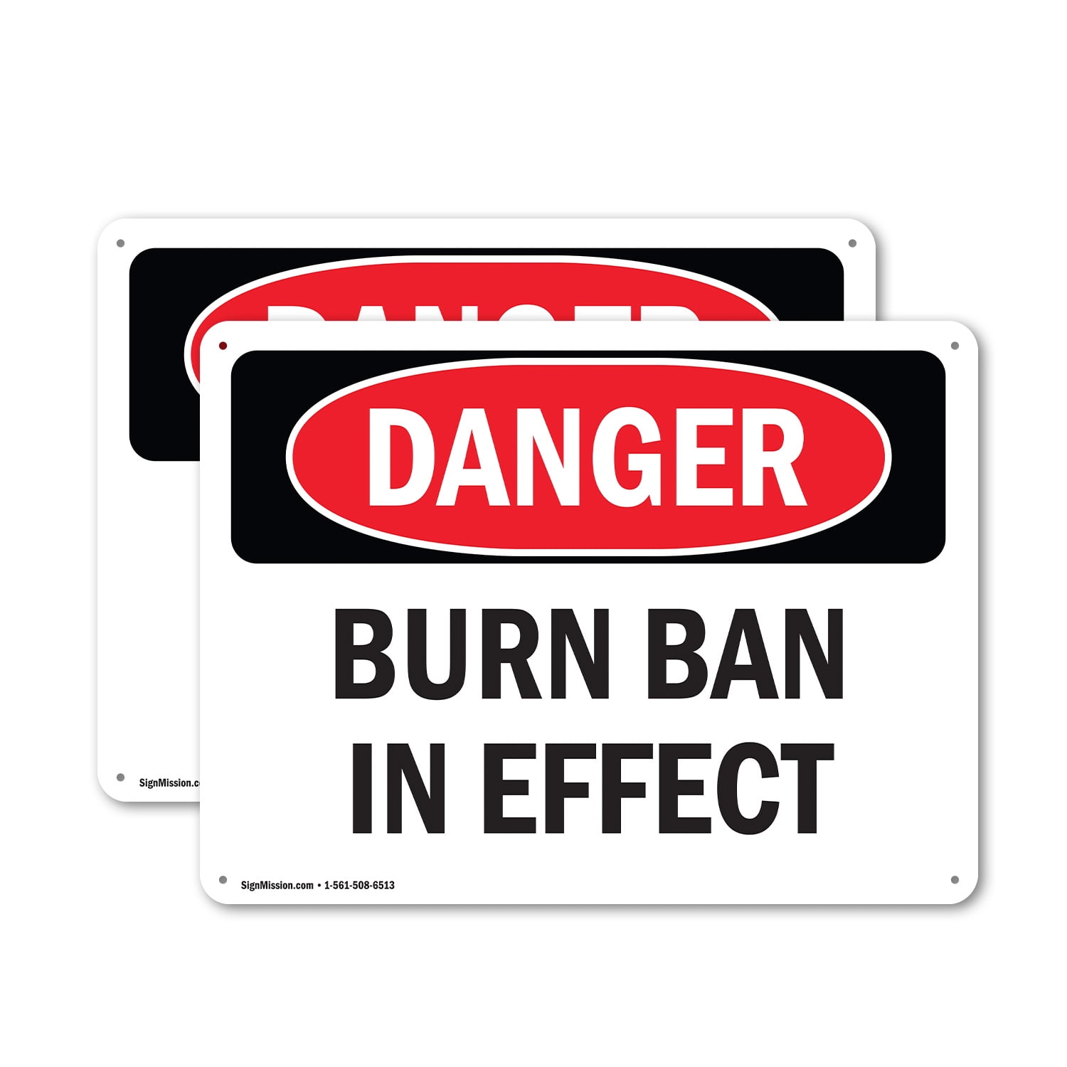 (2 Pack) Burn Ban In Effect OSHA Danger Sign 14 Inch X 10 Inch Indoor ...