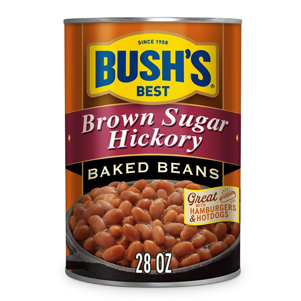 BUSH'S Best Brown Sugar Hickory Baked Beans, 28 oz, Navy Beans, Protein ...