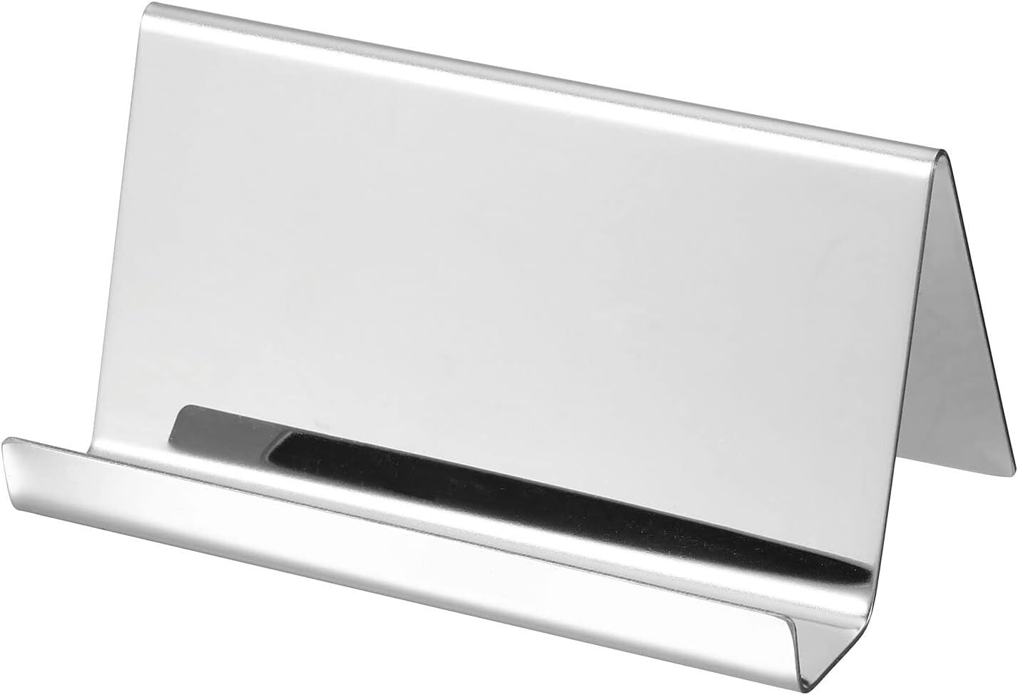 2 Pack Business Card Holder, Reflective 304 Stainless Steel Desktop ...