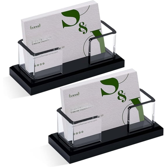 2 Pack Business Card Holder for Desk,Clear Business Card Display Stand ...