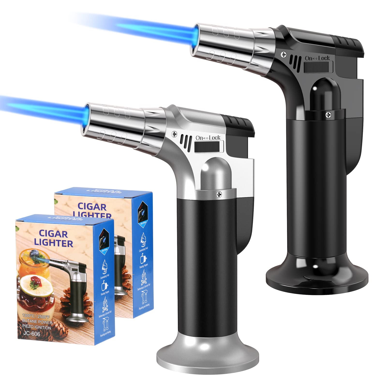 2 Pack Butane Torch,Refillable Kitchen Torch Lighter Blow Torch with ...