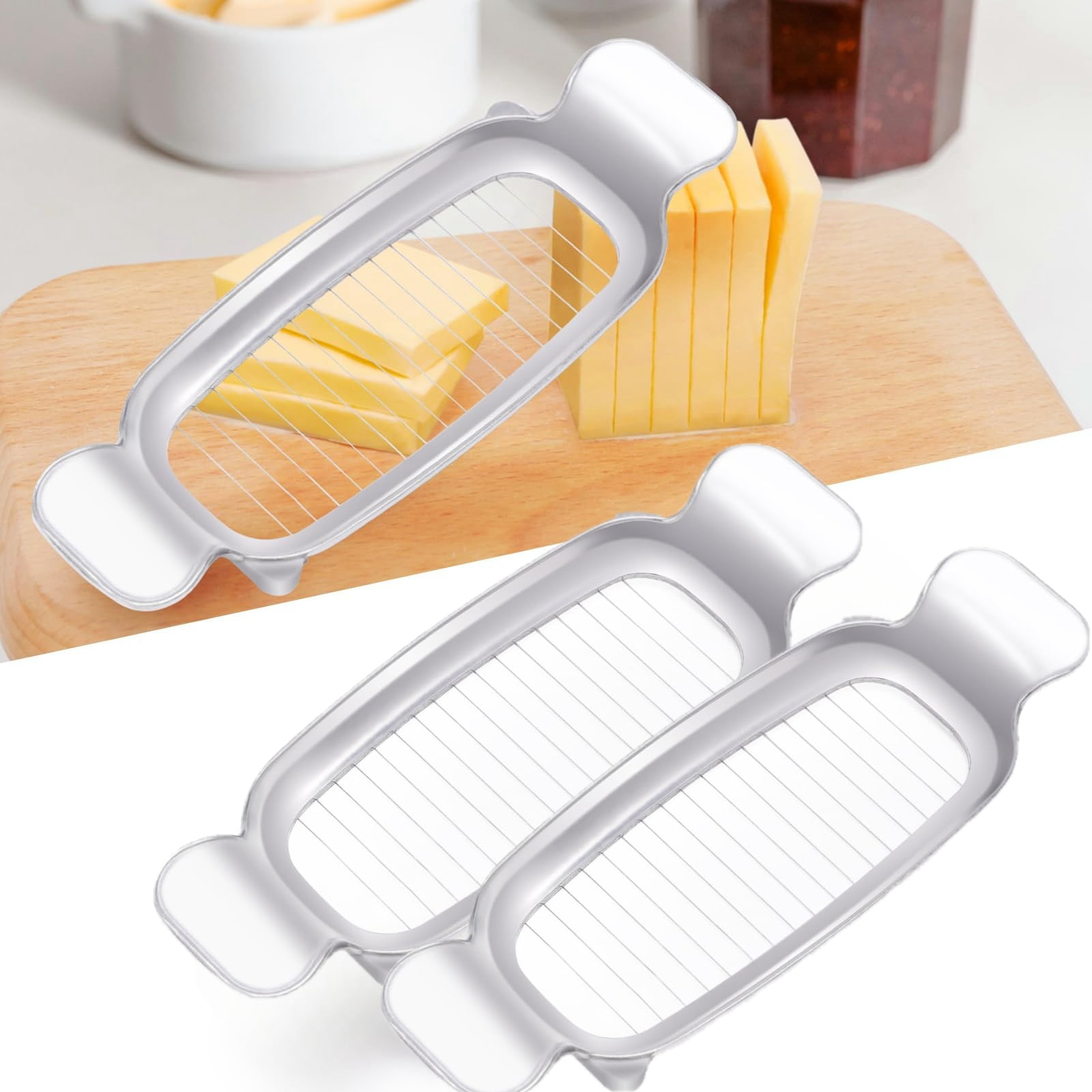 2 Pack Butter Cutter Slicer, Stainless Steel Cheese Block Slicer ...