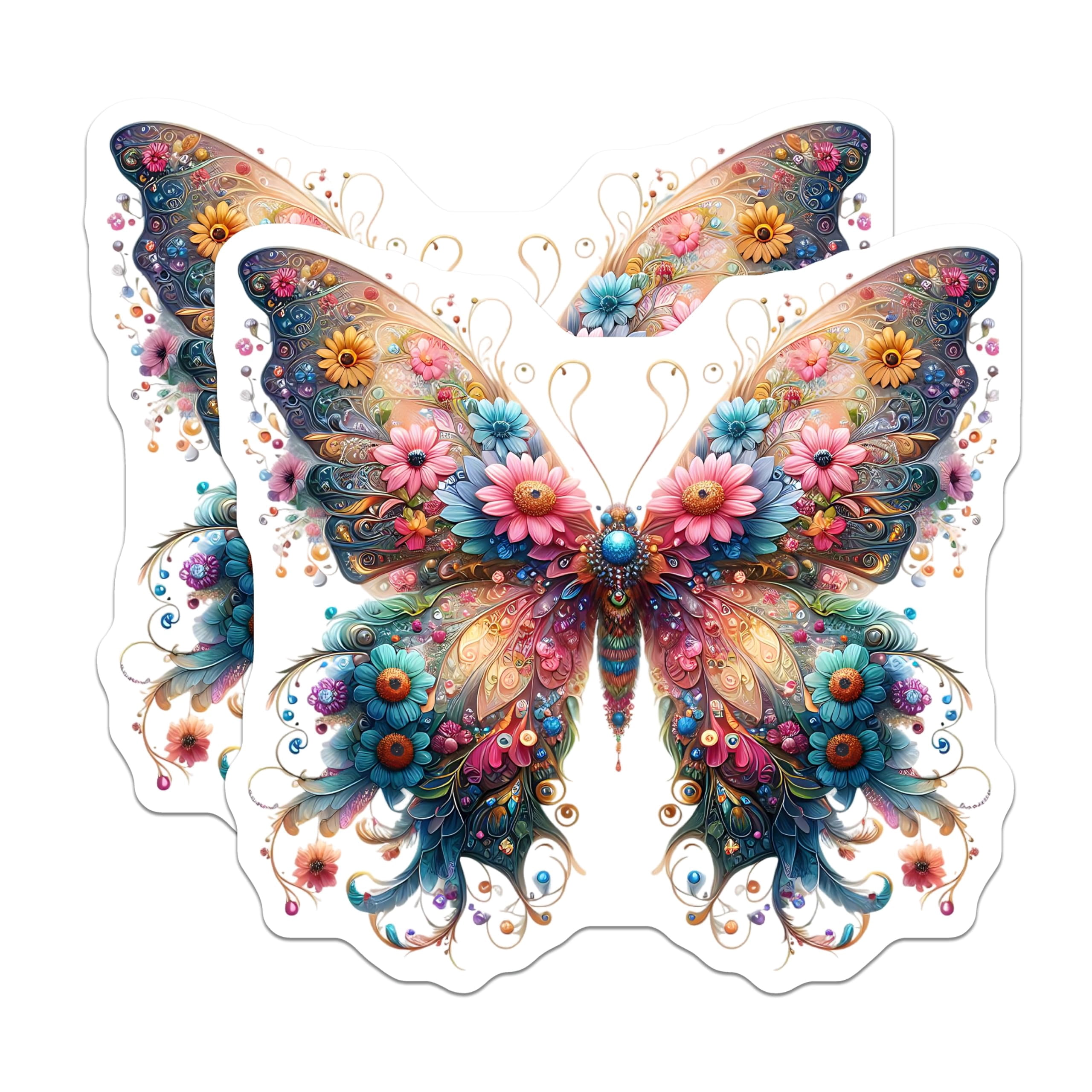 (2 Pack) Butterfly Magnets - Floral Wing Art - Decorative Home Accent ...