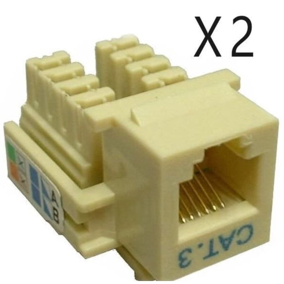 2-Pack CAT3 Keystone Snap-In Punch-Down Jacks – RJ11/RJ12, Ivory ...