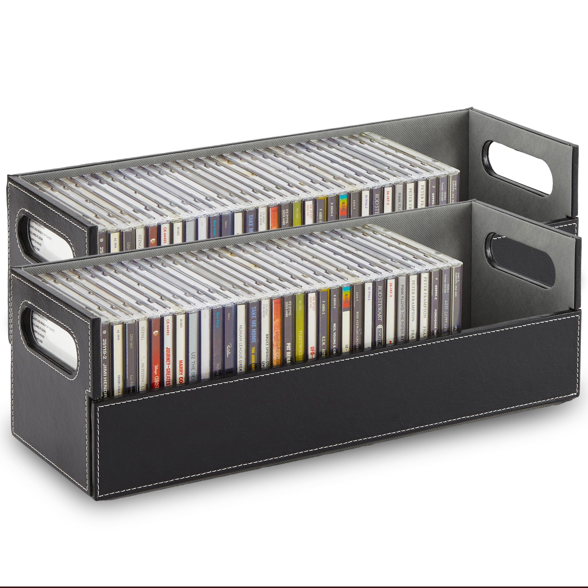 2- Pack CD Storage Box, Organizer Shelf for Movie Cases, DVDs, Cassette ...