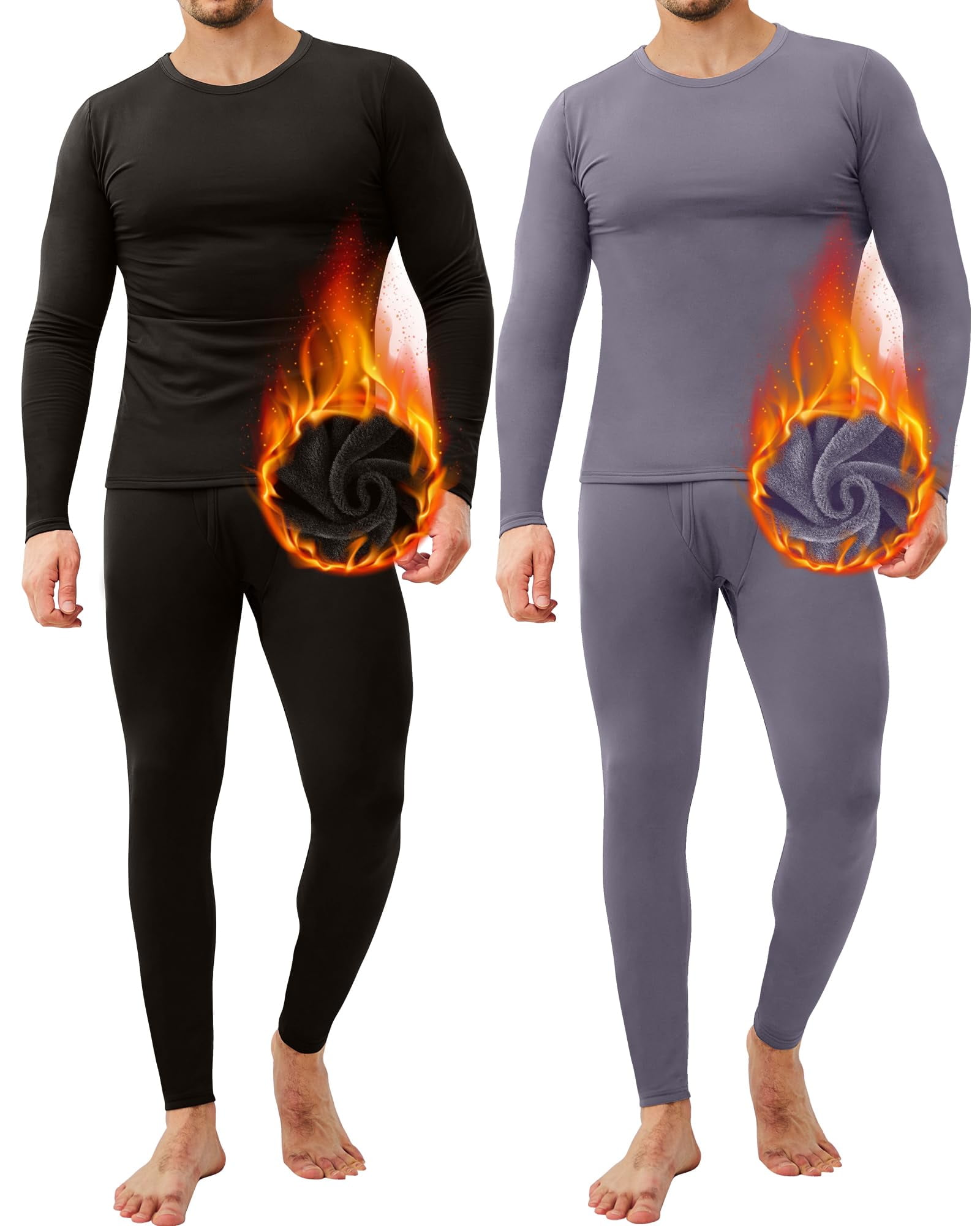 CL convallaria Men's Thermal Underwear Long Johns - 2 Pack Heavyweight ...