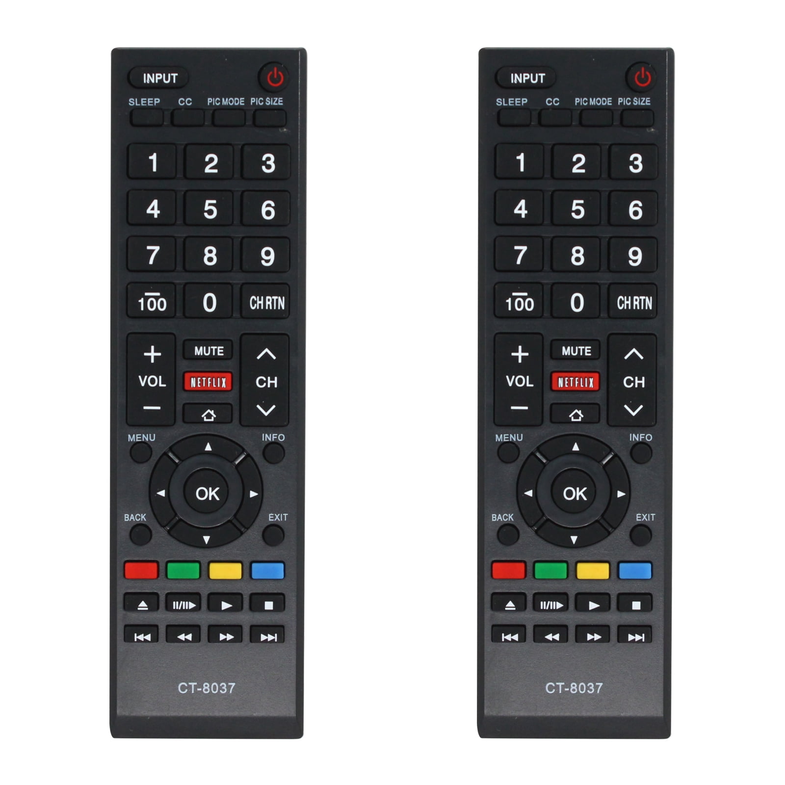 2-Pack CT-8037 Remote Control Replacement - Compatible with Toshiba ...