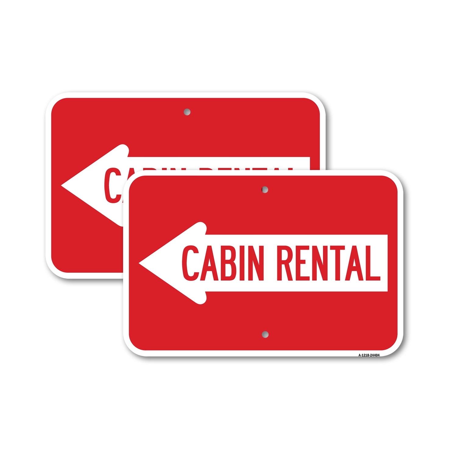 (2 Pack) Cabin Rental (With Left Arrow) | 12" X 18" Heavy-Gauge ...
