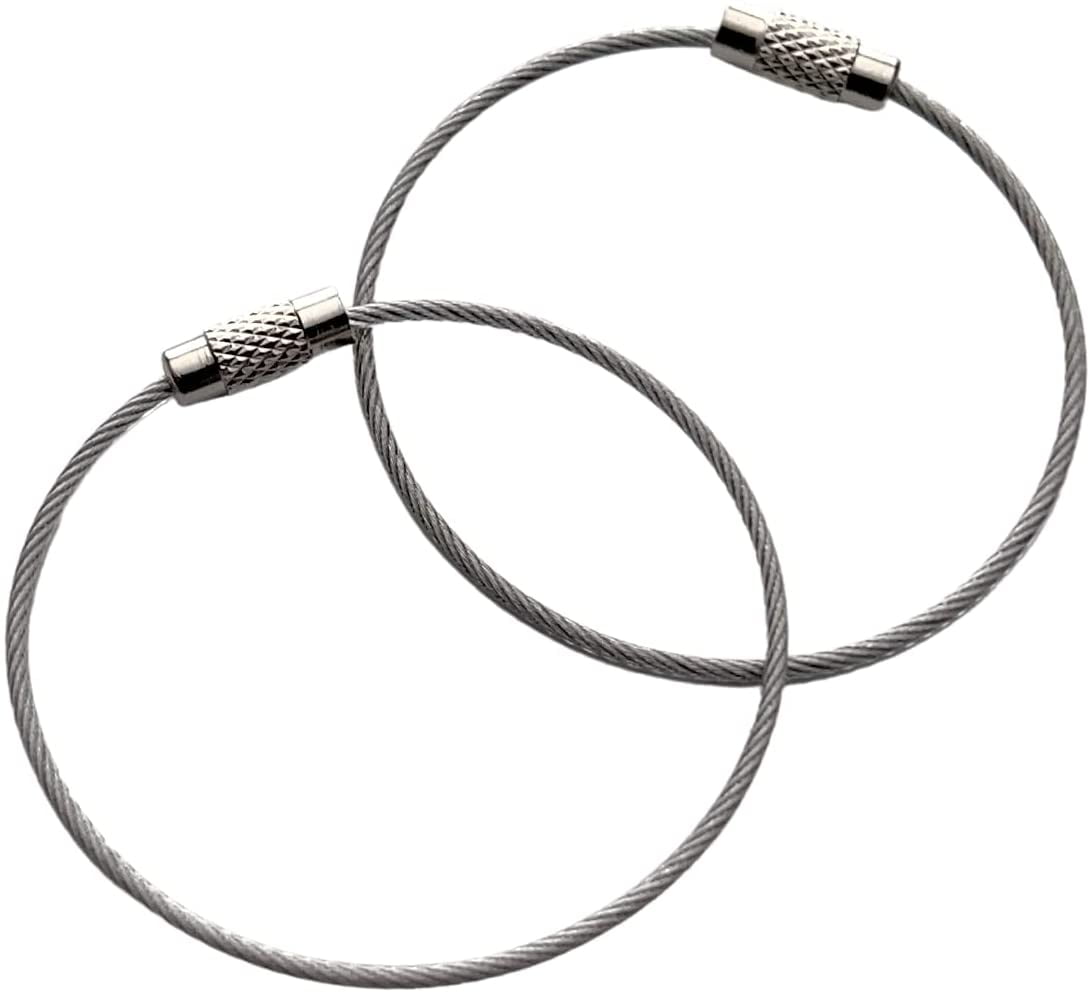 2 Pack - Cable Loop Luggage Tag Holders - 6 inch Metal Stainless Steel ...