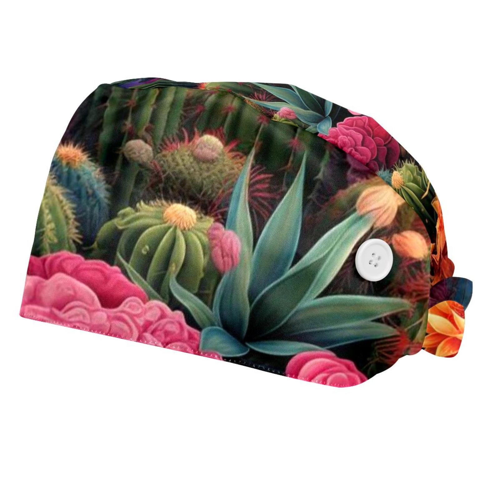 2 Pack Cactus Adjustable Bouffant Caps Hats Working Cap - Walmart.com