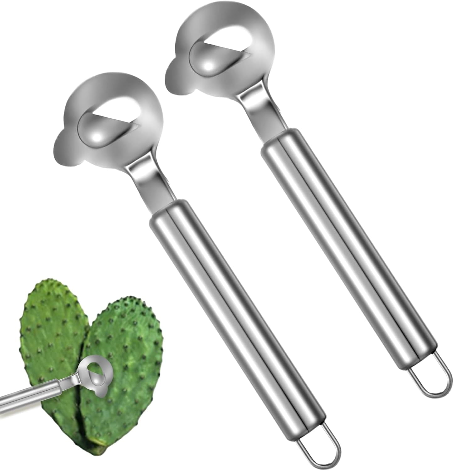 2 Pack Cactus Peeler Spoon, Stainless Steel Multi-Function Spoon Shape ...