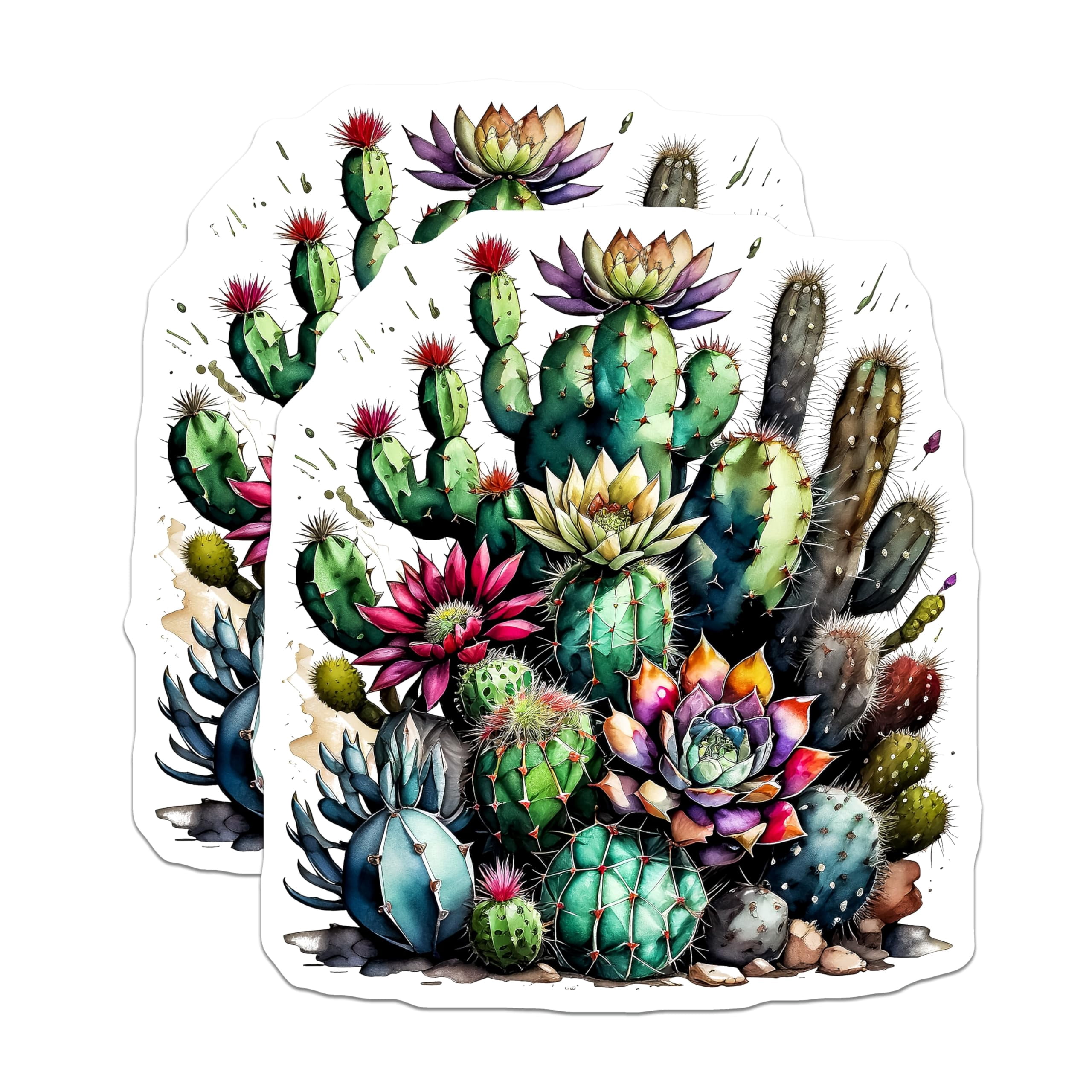 (2 Pack) Cactus Stickers - Succulent Stickers - Desert Plant Stickers ...