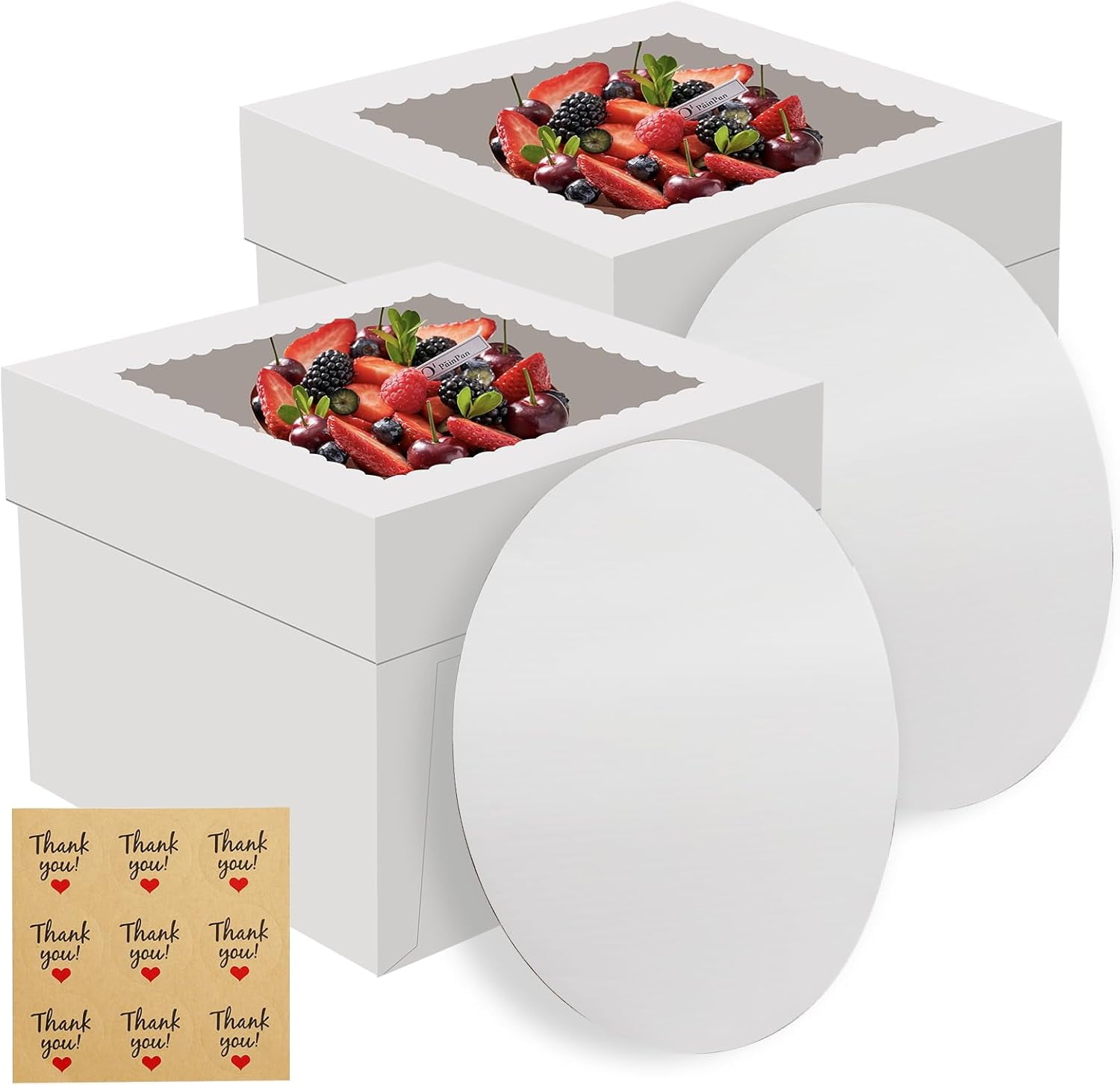 2 Pack Cake Boxes, 10x10x8 Inches Tall Cake Box with Cake Boards ...