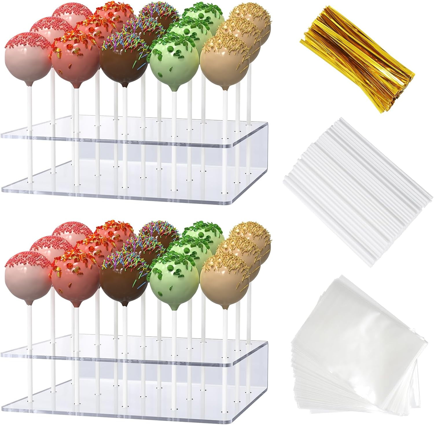 2 Pack Cake Pop Stand with Sticks Kit, Acrylic Lollipop Hold Stand ...